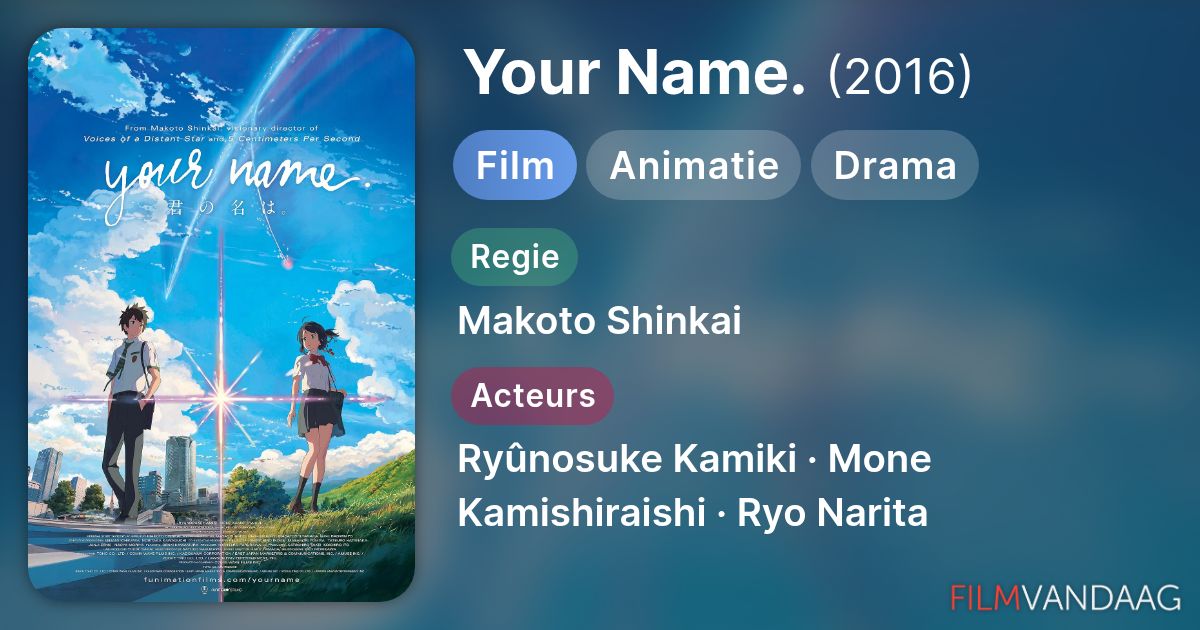 Your Name. (film, 2016) Nu Online Kijken - FilmVandaag.nl
