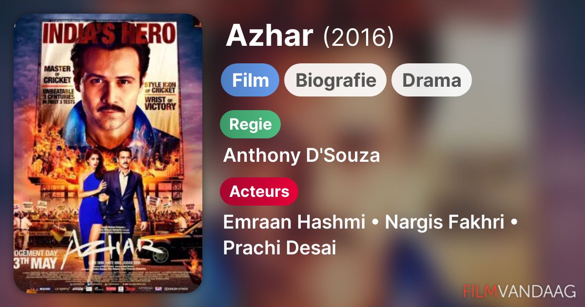 Azhar (film, 2016) - FilmVandaag.nl