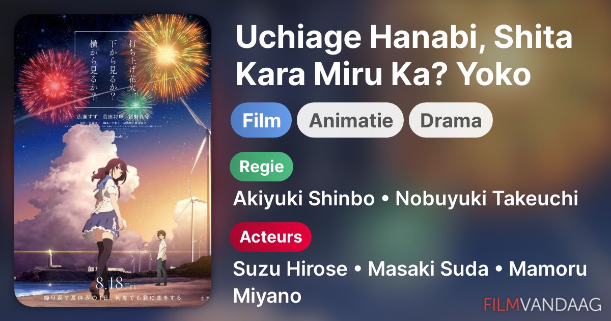 Uchiage Hanabi, Shita Kara Miru Ka? Yoko Kara Miru Ka? (film, 2017) - FilmVandaag.nl