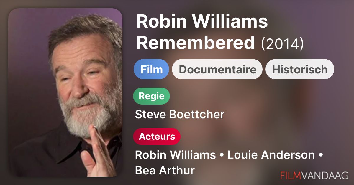 Robin Williams Remembered (film, 2014) - FilmVandaag.nl