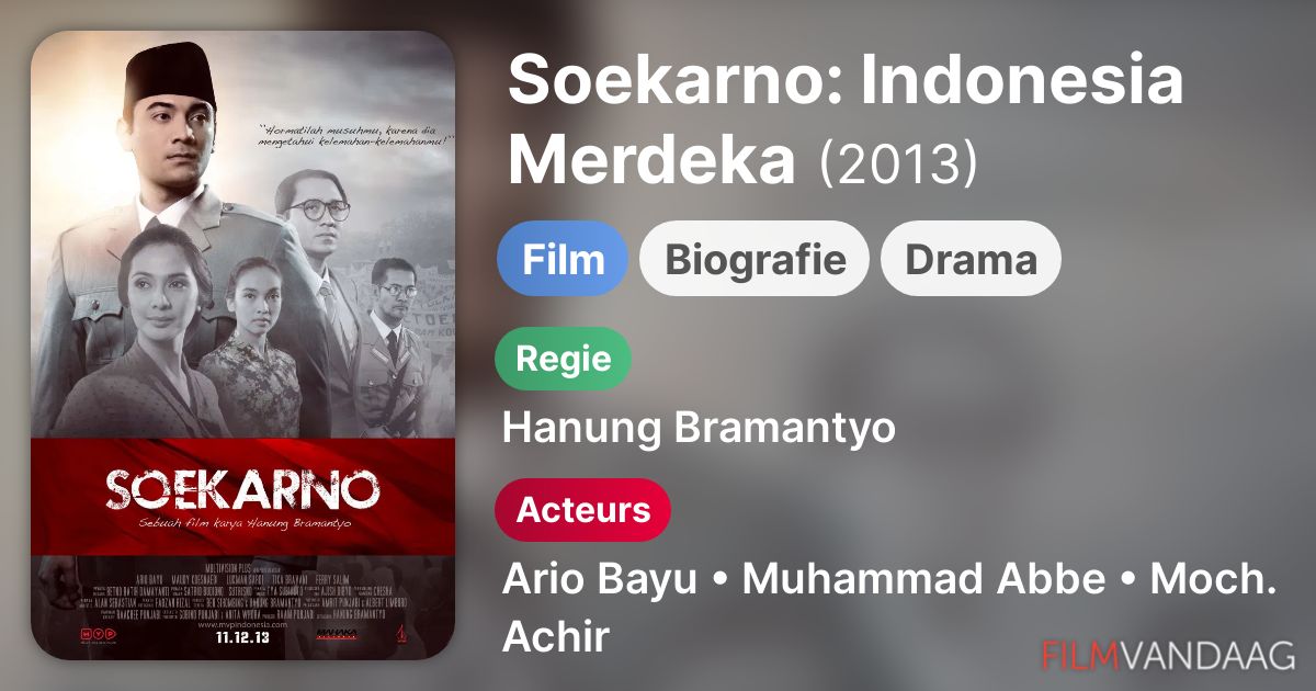 Alle acteurs in Soekarno: Indonesia Merdeka (film, 2013) - FilmVandaag.nl