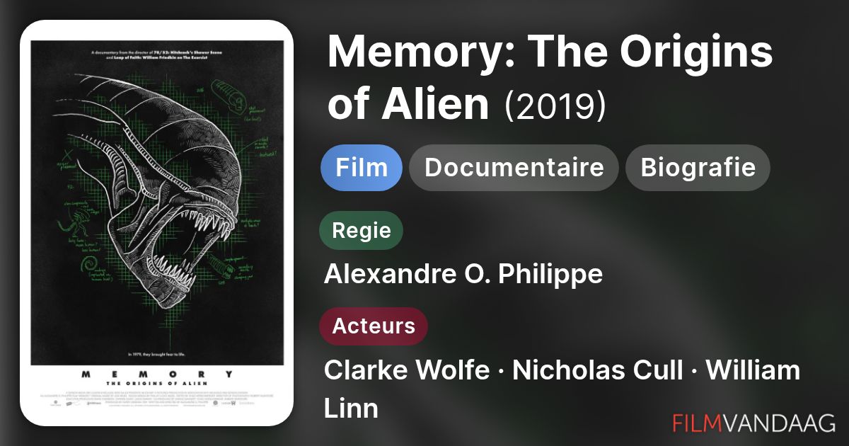 Memory: The Origins of Alien (film, 2019) - FilmVandaag.nl