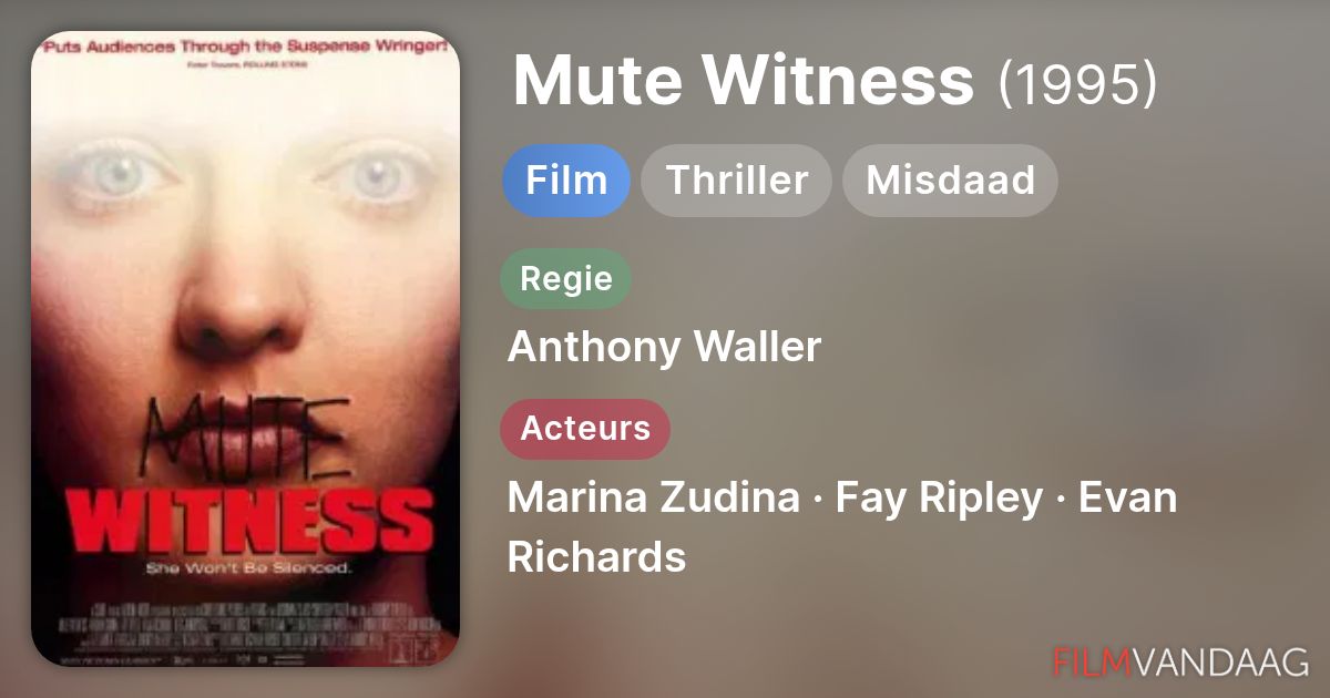 Mute Witness (film, 1995) kopen op dvd of blu-ray - FilmVandaag.nl