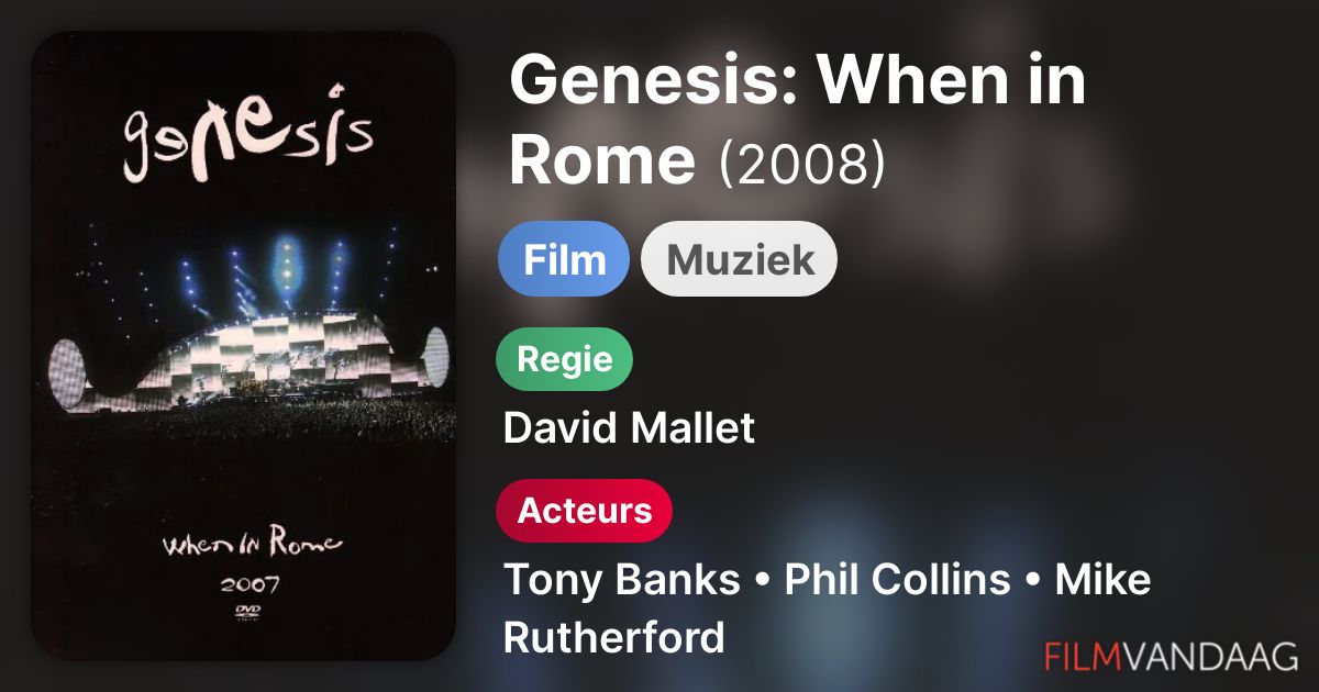 Genesis: When in Rome (film, 2008) kopen op dvd of blu-ray - FilmVandaag.nl