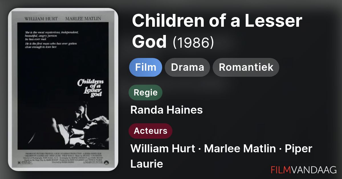Children of a Lesser God (film, 1986) - FilmVandaag.nl