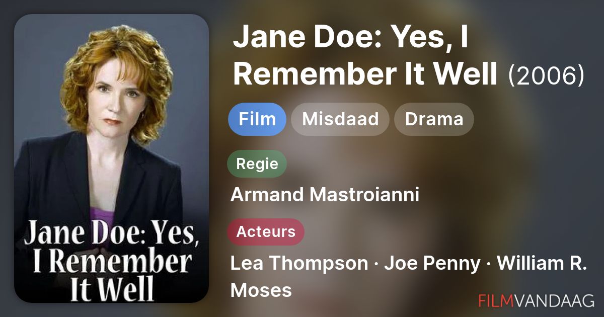 Jane Doe: Yes, I Remember It Well (film, 2006) - FilmVandaag.nl