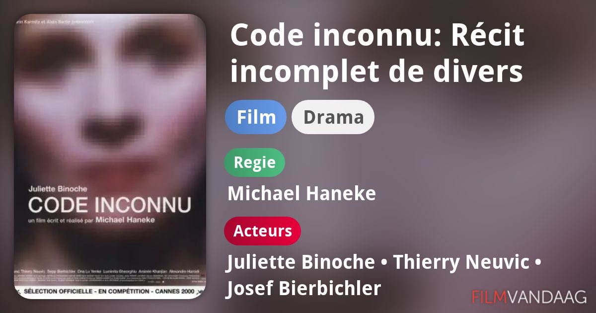 Code inconnu: Récit incomplet de divers voyages (film, 2000 ...