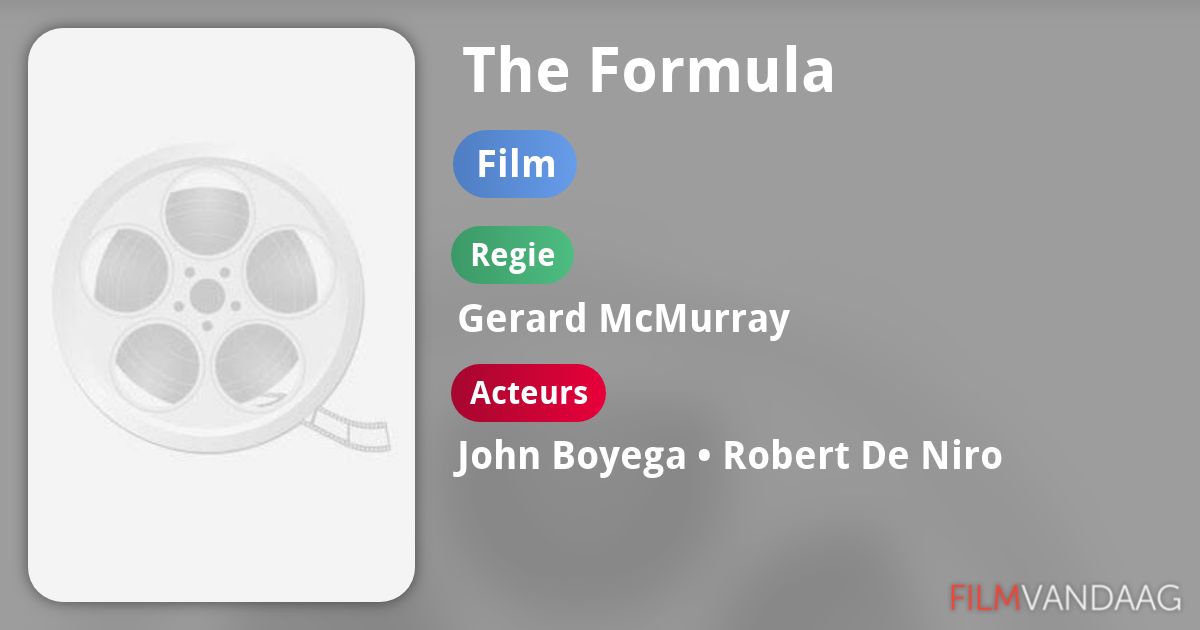 The Formula (film) - FilmVandaag.nl