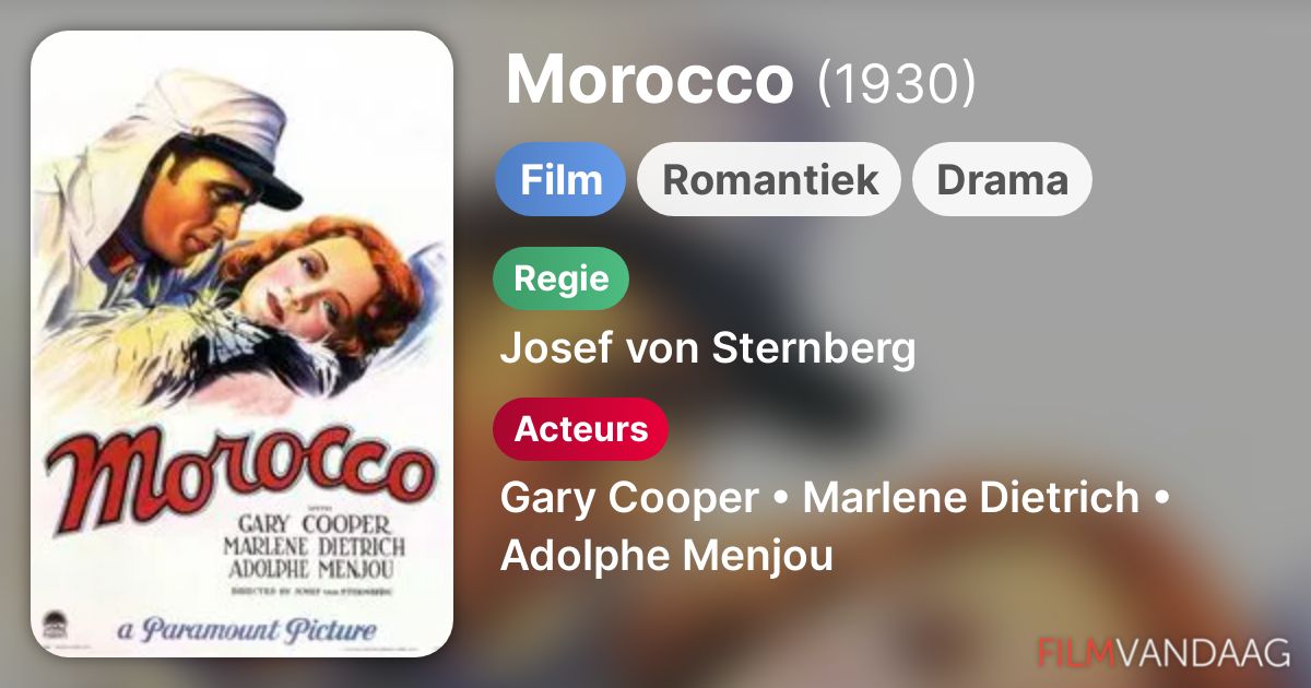 Morocco (film, 1930) kopen op dvd of blu-ray - FilmVandaag.nl