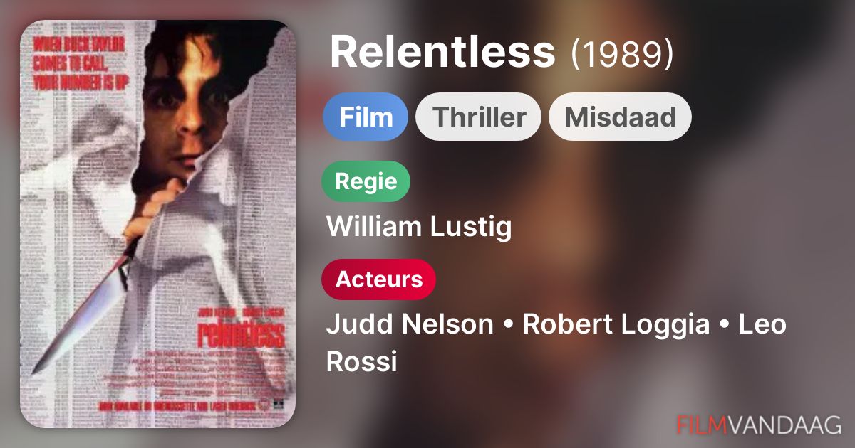 Relentless (film, 1989) - FilmVandaag.nl