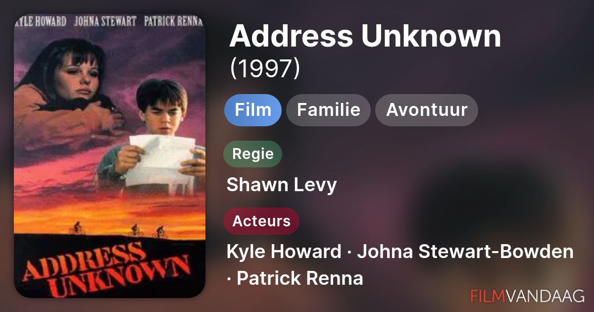 Address Unknown (film, 1997) - FilmVandaag.nl