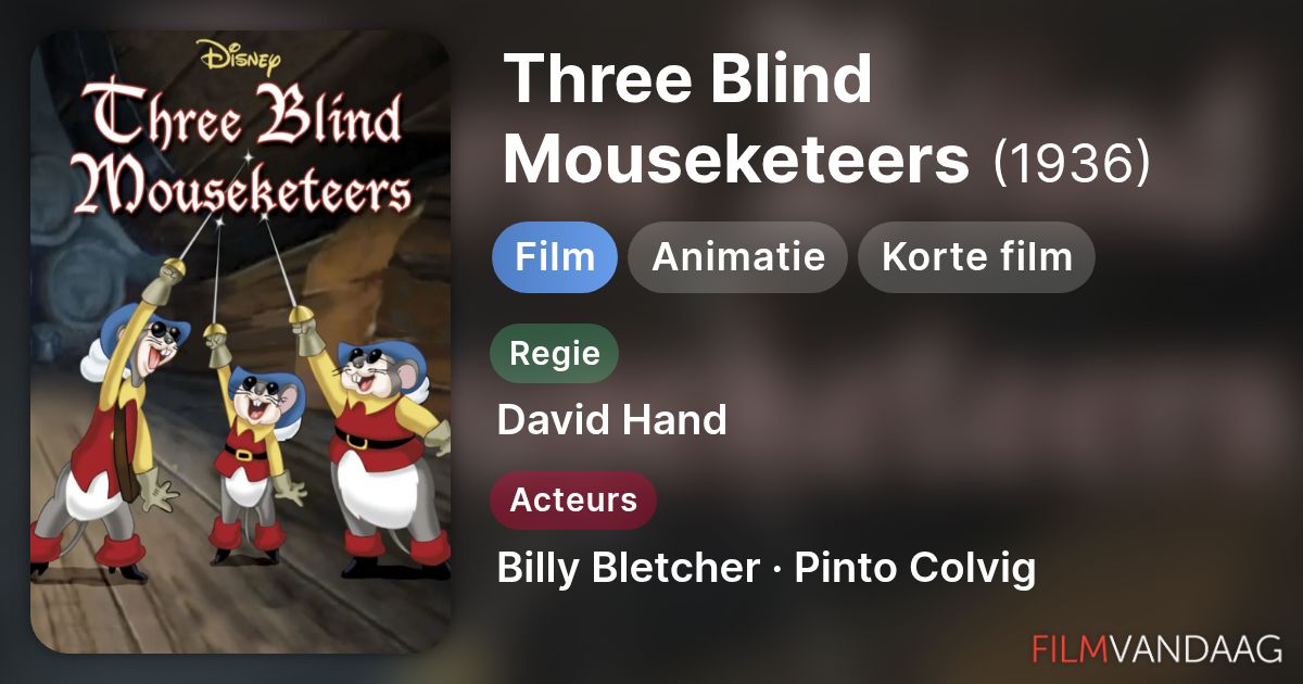 Three Blind Mouseketeers (film, 1936) kopen op dvd of blu-ray ...