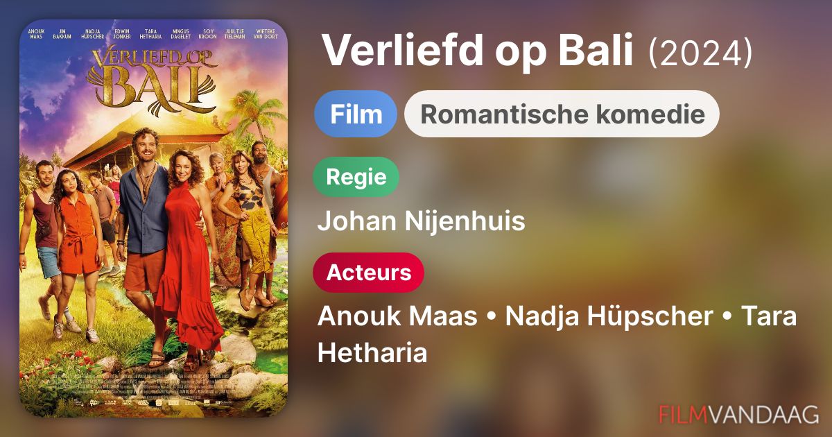 Alle acteurs in Verliefd op Bali (film, 2024) - FilmVandaag.nl