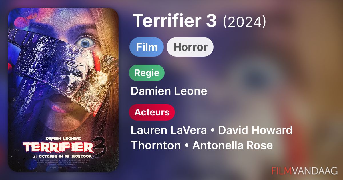 Terrifier 3 (film, 2024) Nu Online Kijken - FilmVandaag.nl