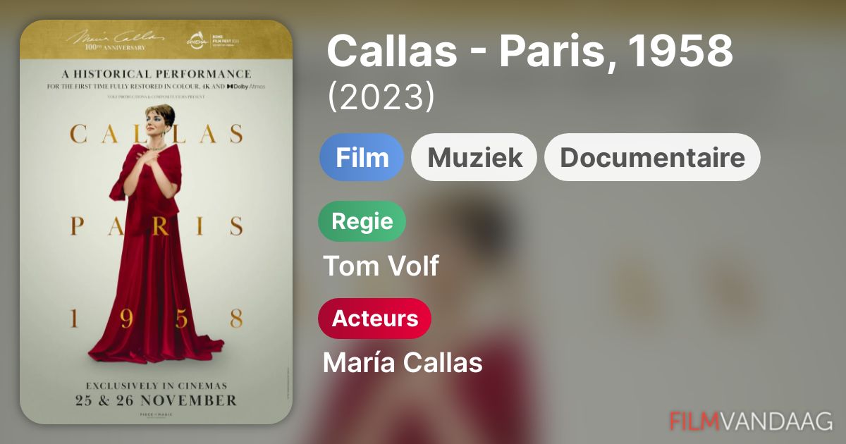 Callas - Paris, 1958 (film, 2023) - FilmVandaag.nl