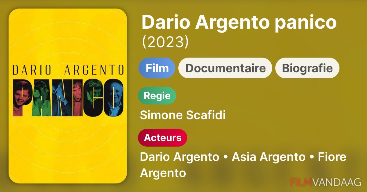 Dario Argento panico (film, 2023) kopen op dvd of blu-ray - FilmVandaag.nl
