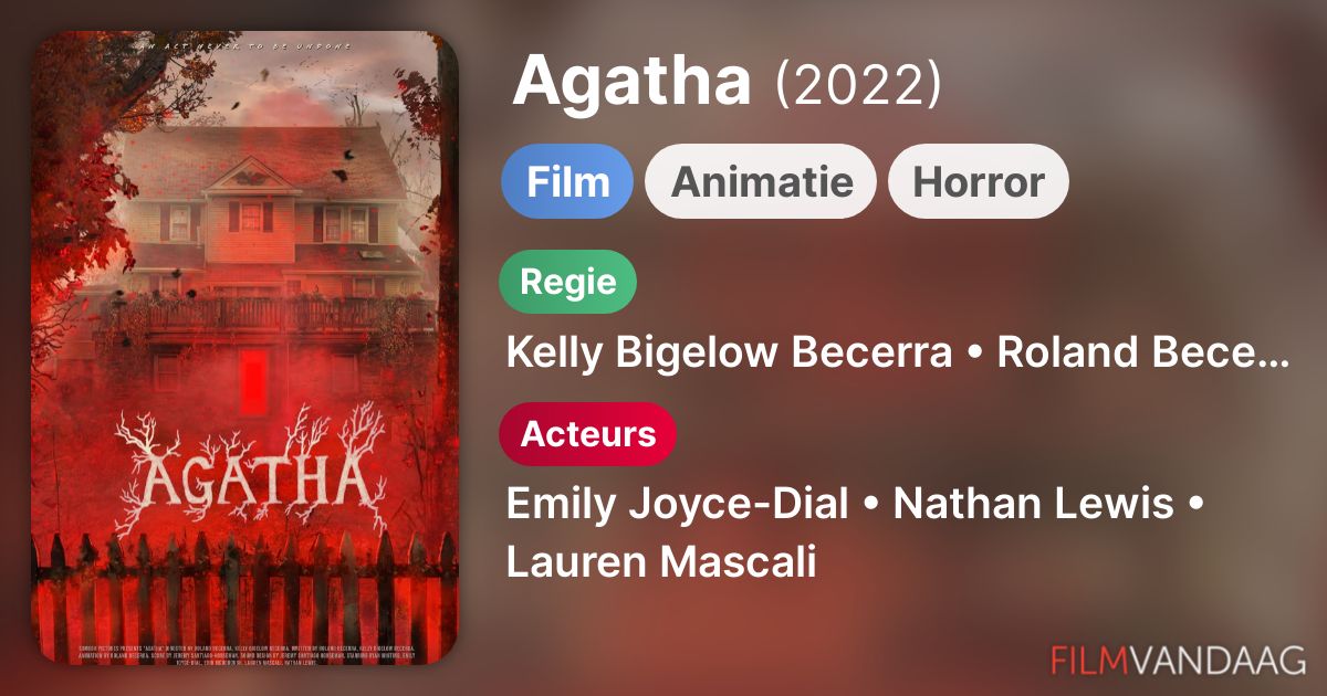 Alle acteurs in Agatha (film, 2022) - FilmVandaag.nl