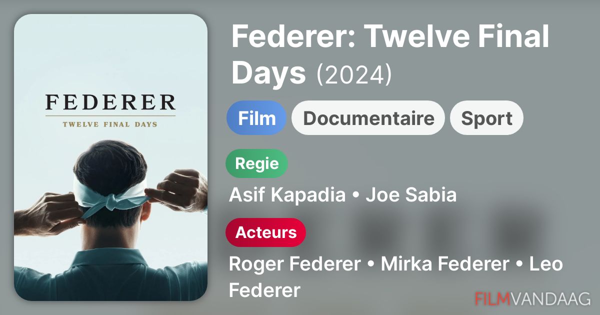 Federer: Twelve Final Days (film, 2024) - FilmVandaag.nl