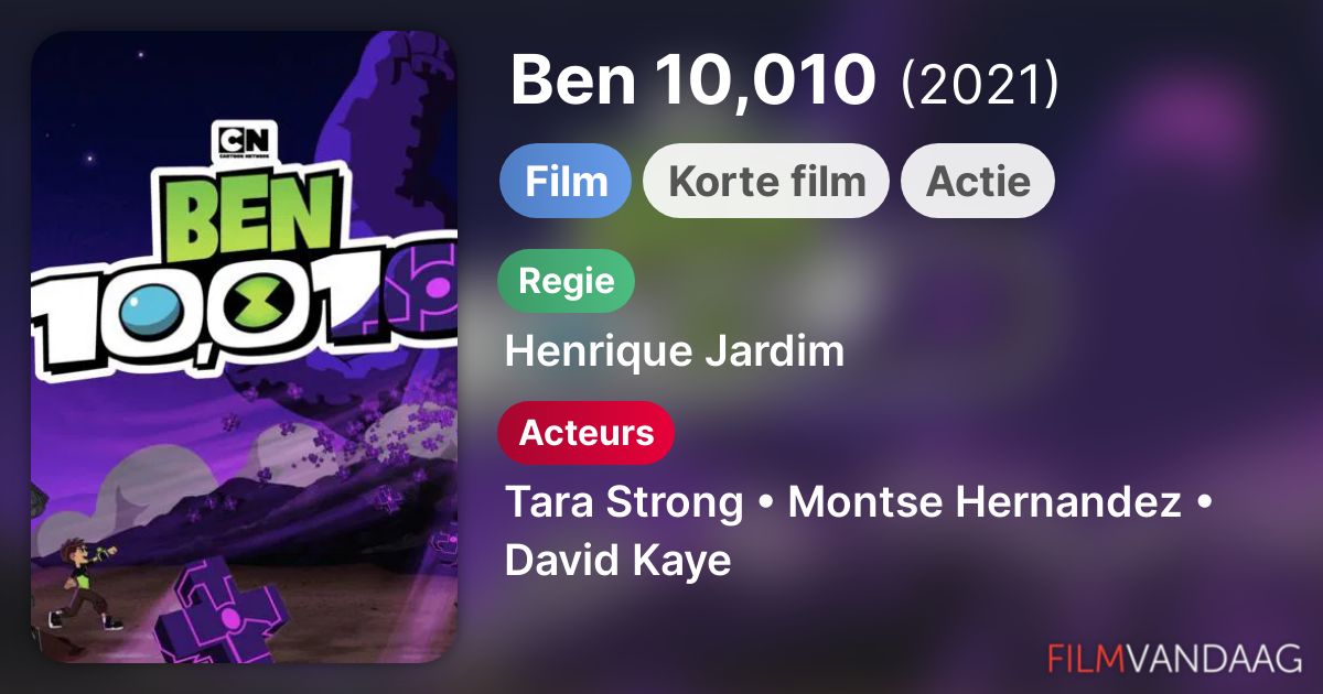Alle acteurs in Ben 10,010 (film, 2021) - FilmVandaag.nl