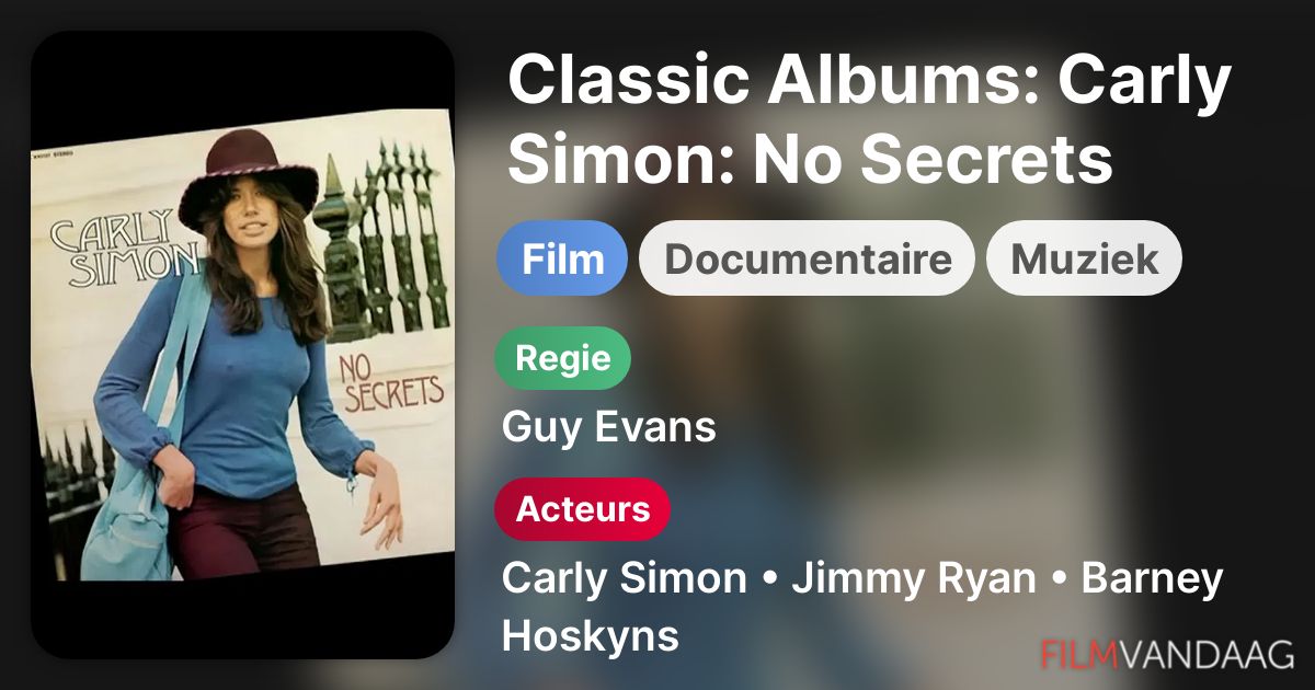 Classic Albums: Carly Simon: No Secrets (film) - FilmVandaag.nl