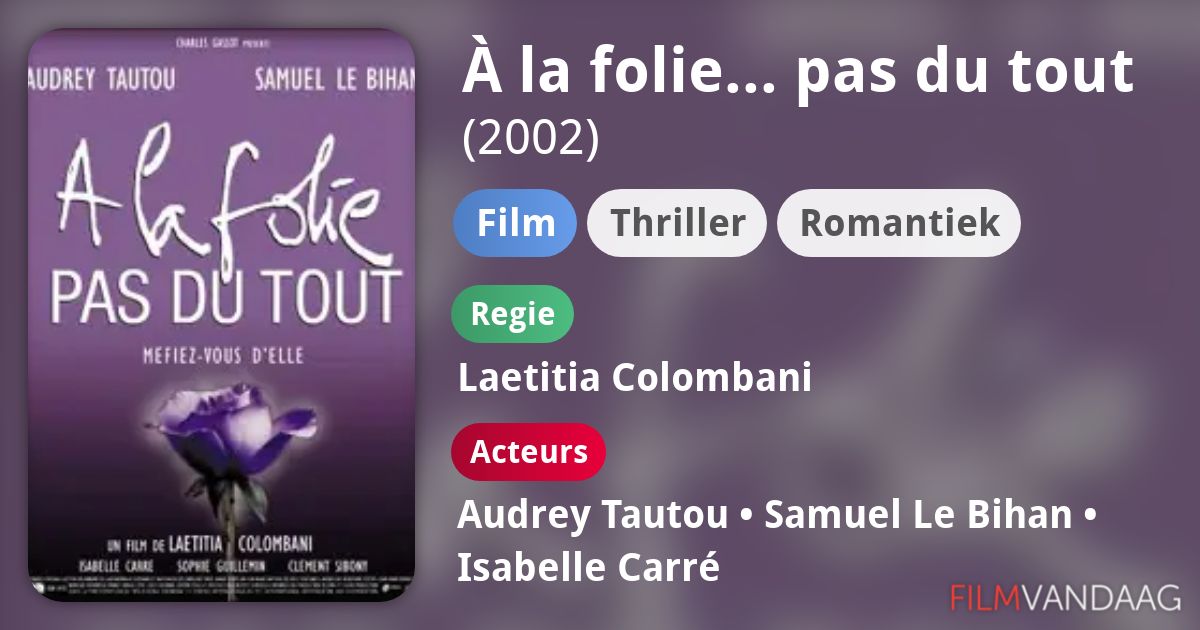 À la folie... pas du tout (film, 2002) - FilmVandaag.nl