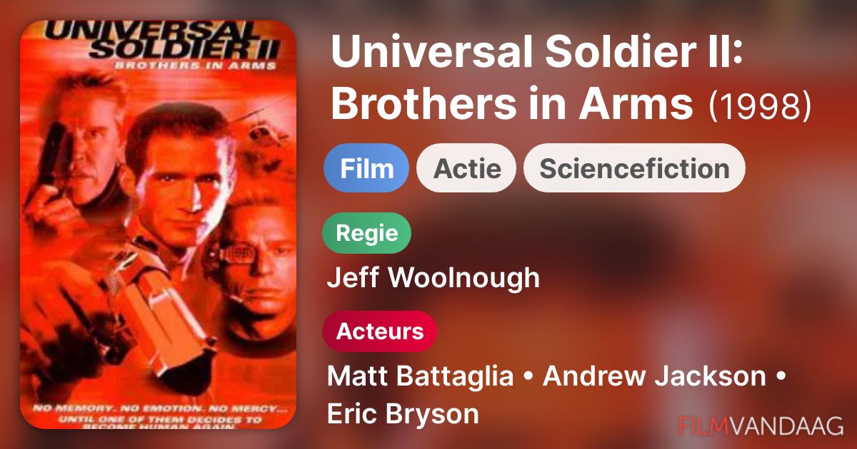 Universal Soldier II: Brothers in Arms (film, 1998) kopen op dvd of blu ...