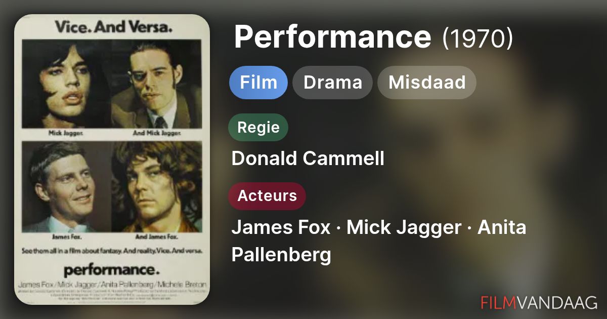 Performance (film, 1970) Nu Online Kijken - FilmVandaag.nl