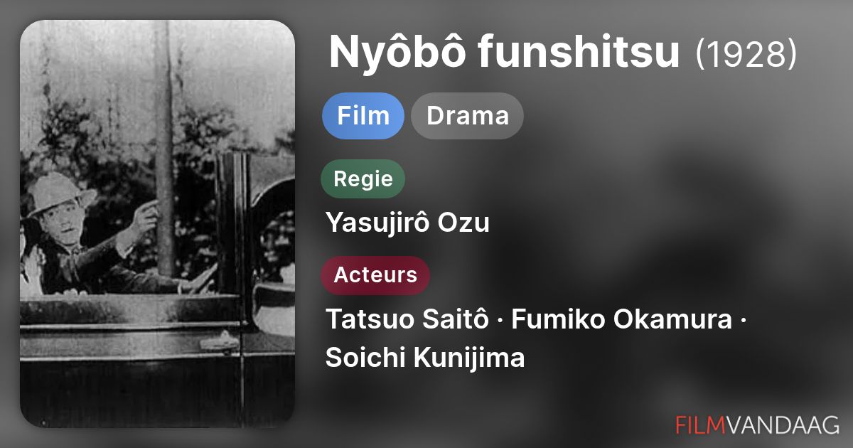 Alle acteurs in Nyôbô funshitsu (film, 1928) - FilmVandaag.nl