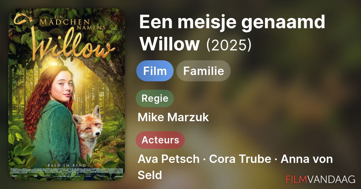 Alle acteurs in Een meisje genaamd Willow (film, 2025) - FilmVandaag.nl