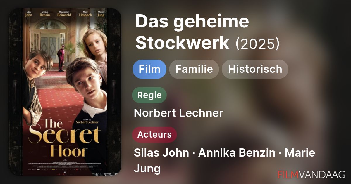 Alle acteurs in Das geheime Stockwerk (film, 2025) - FilmVandaag.nl