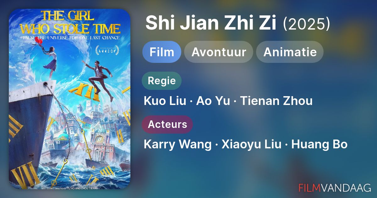 Alle acteurs in Shi Jian Zhi Zi (film, 2025) - FilmVandaag.nl
