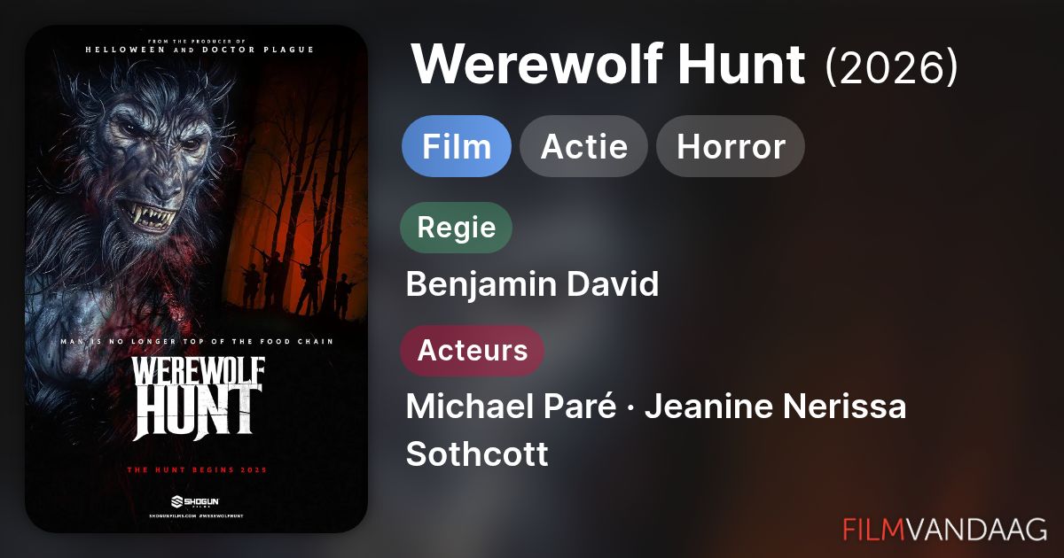 Alle acteurs in Werewolf Hunt (film, 2026) - FilmVandaag.nl