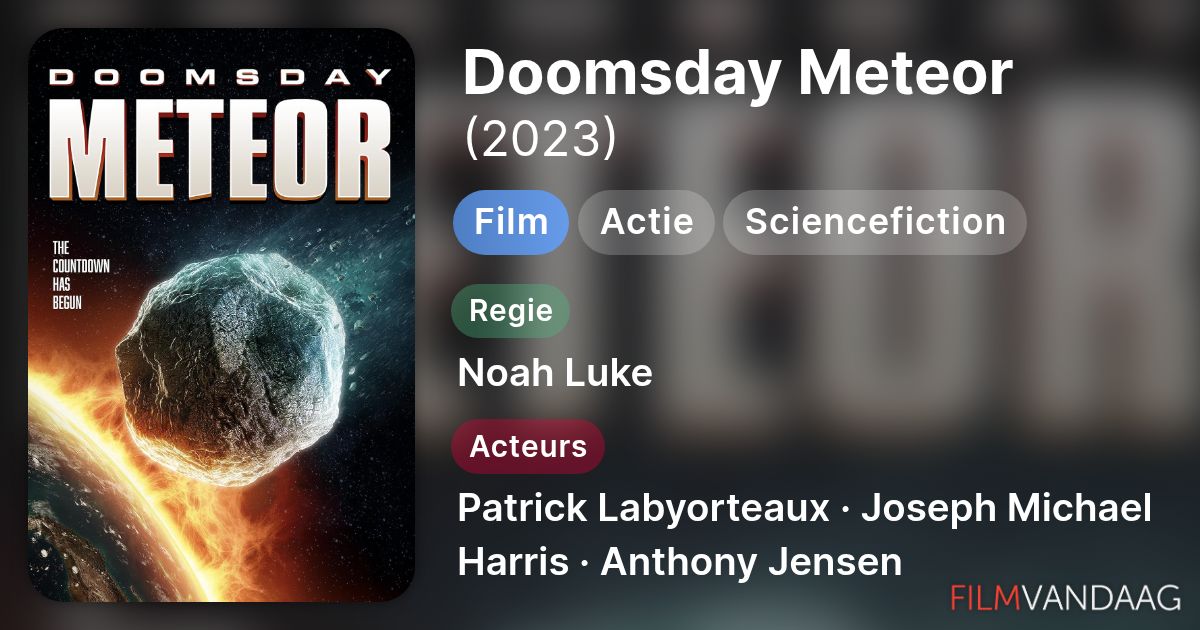 Alle acteurs in Doomsday Meteor (film, 2023) - FilmVandaag.nl