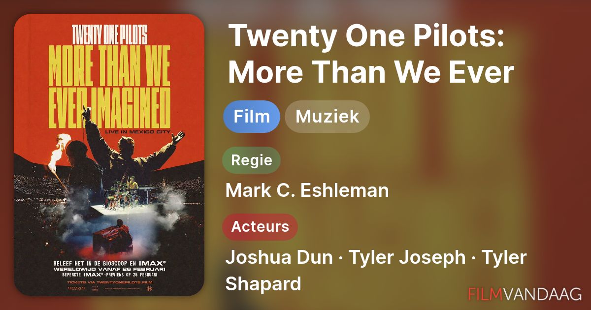 Twenty One Pilots: More Than We Ever Imagined (film, 2026) - FilmVandaag.nl