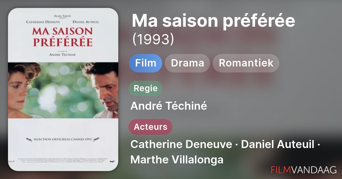 Ma saison préférée (film, 1993) - FilmVandaag.nl