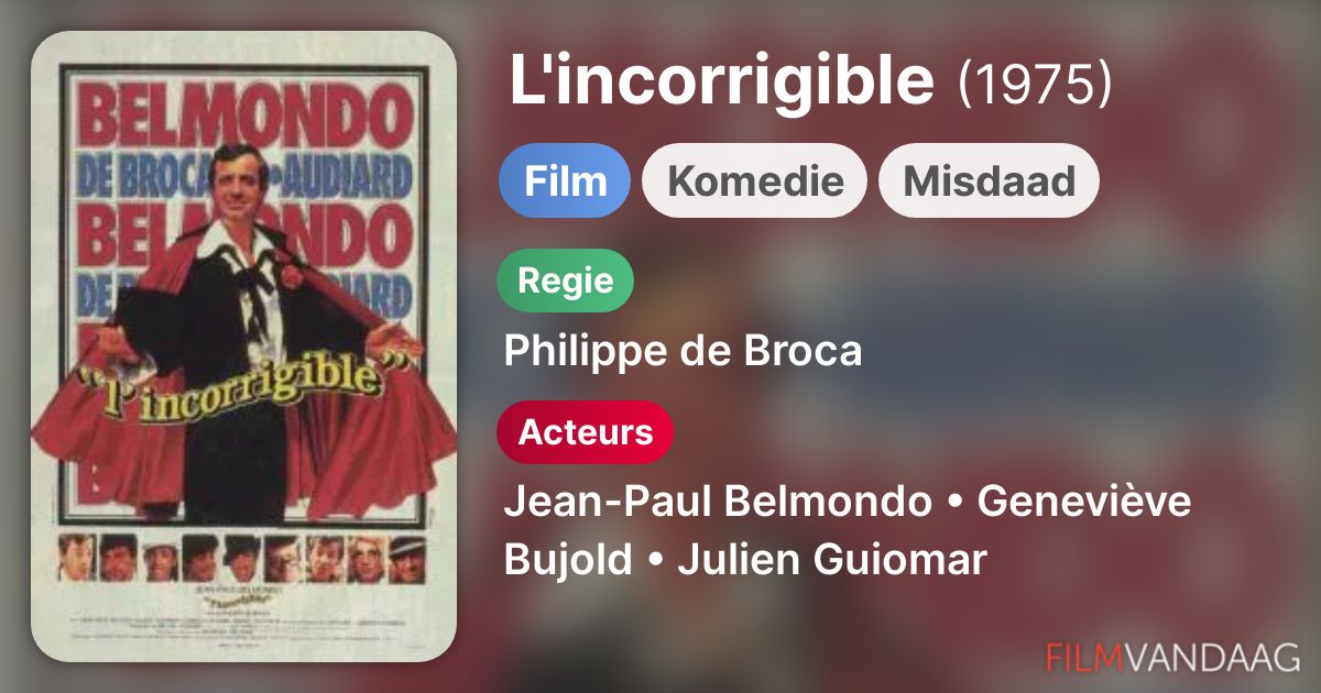 L'incorrigible (film, 1975) - FilmVandaag.nl
