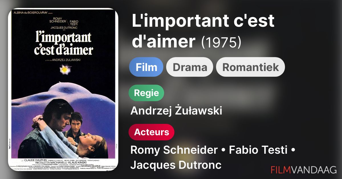 L'important c'est d'aimer (film, 1975) Nu Online Kijken - FilmVandaag.nl