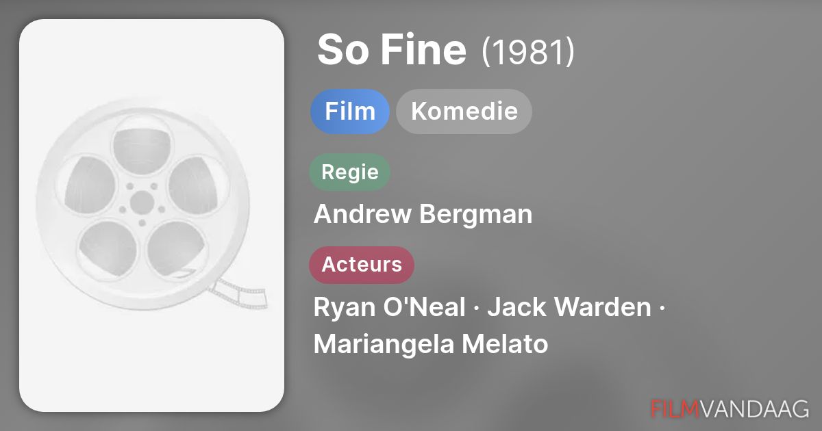 So Fine (film, 1981) - FilmVandaag.nl