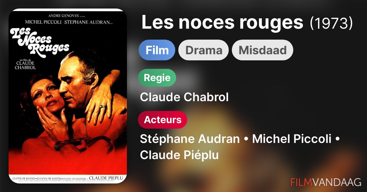 Les noces rouges (film, 1973) - FilmVandaag.nl