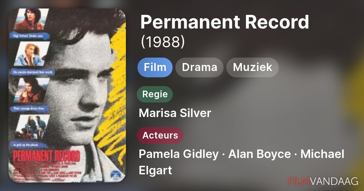 Permanent Record (film, 1988) - FilmVandaag.nl
