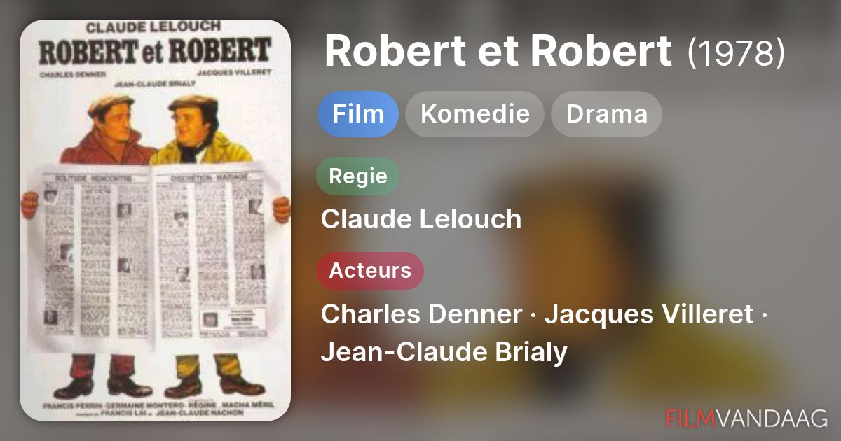 Robert et Robert (film, 1978) - FilmVandaag.nl
