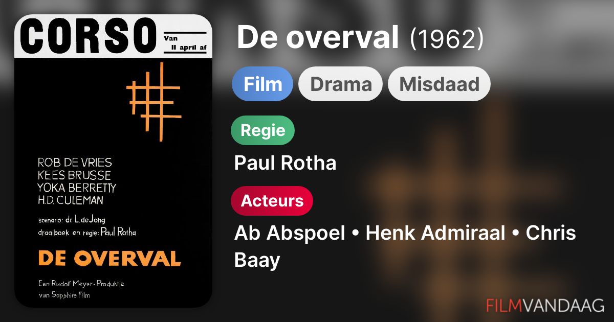 De overval (film, 1962) - FilmVandaag.nl