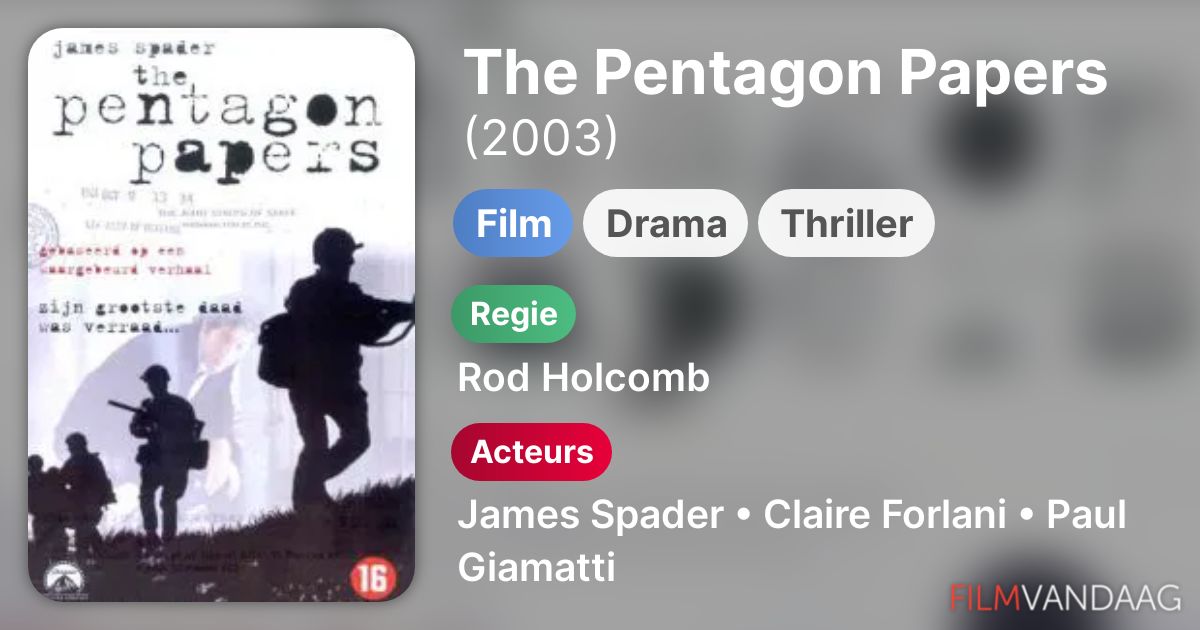 The Pentagon Papers (film, 2003) Nu Online Kijken - FilmVandaag.nl