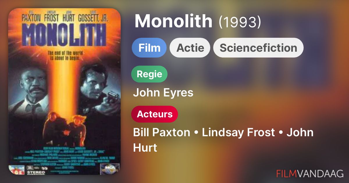 Monolith (film, 1993) - FilmVandaag.nl
