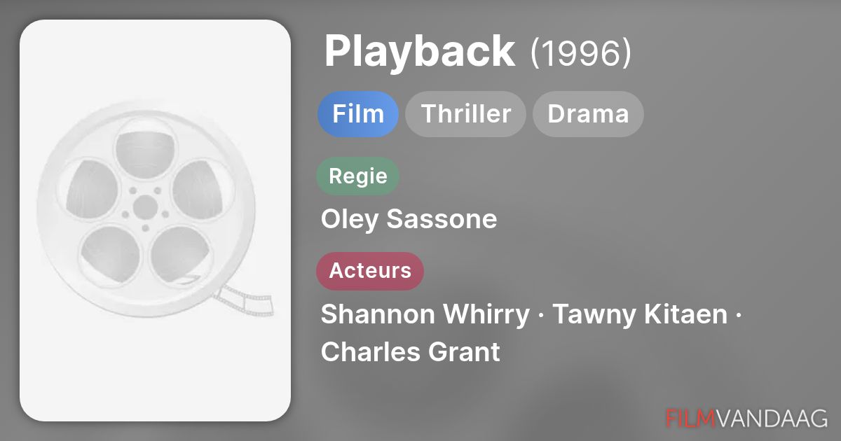 Playback (film, 1996) - FilmVandaag.nl