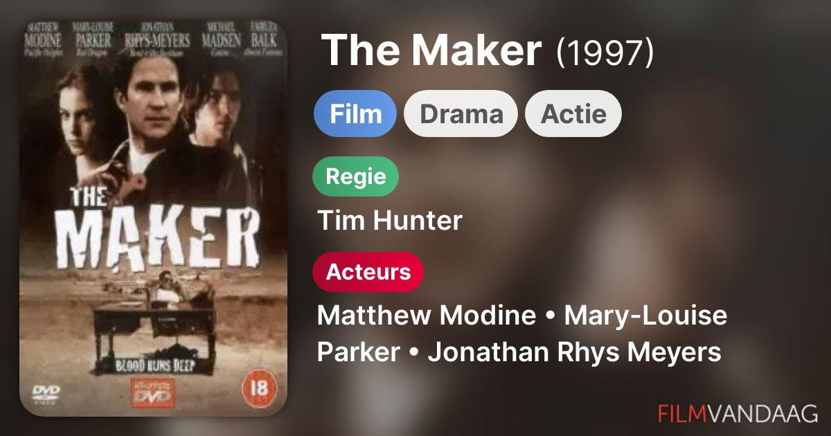 The Maker (film, 1997) - FilmVandaag.nl