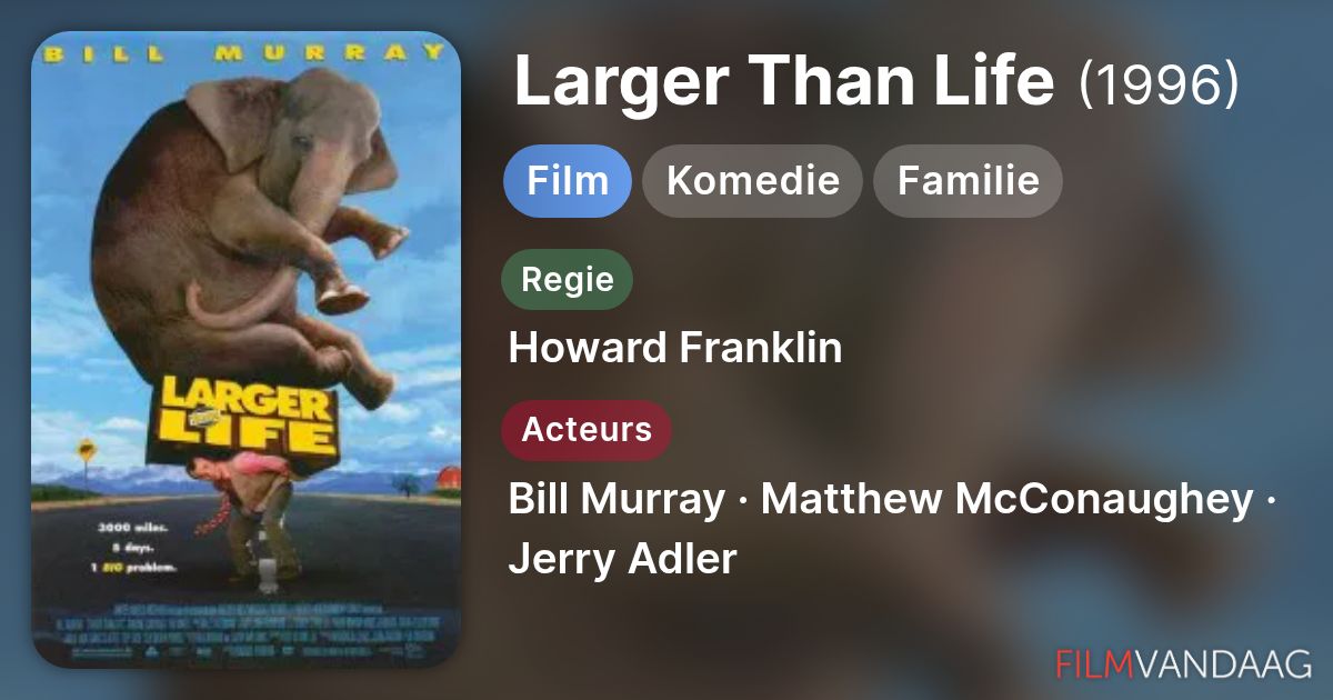 Larger Than Life (film, 1996) - FilmVandaag.nl