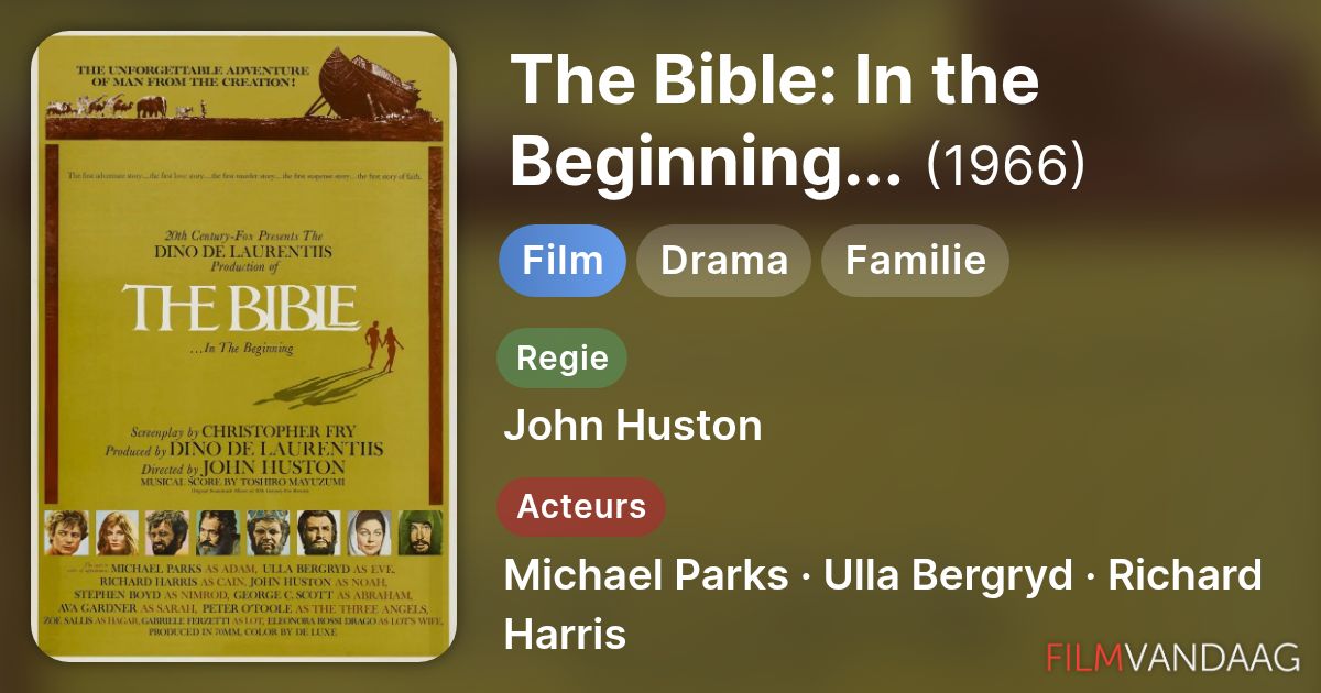The Bible: In the Beginning... (film, 1966) kopen op dvd of blu-ray ...