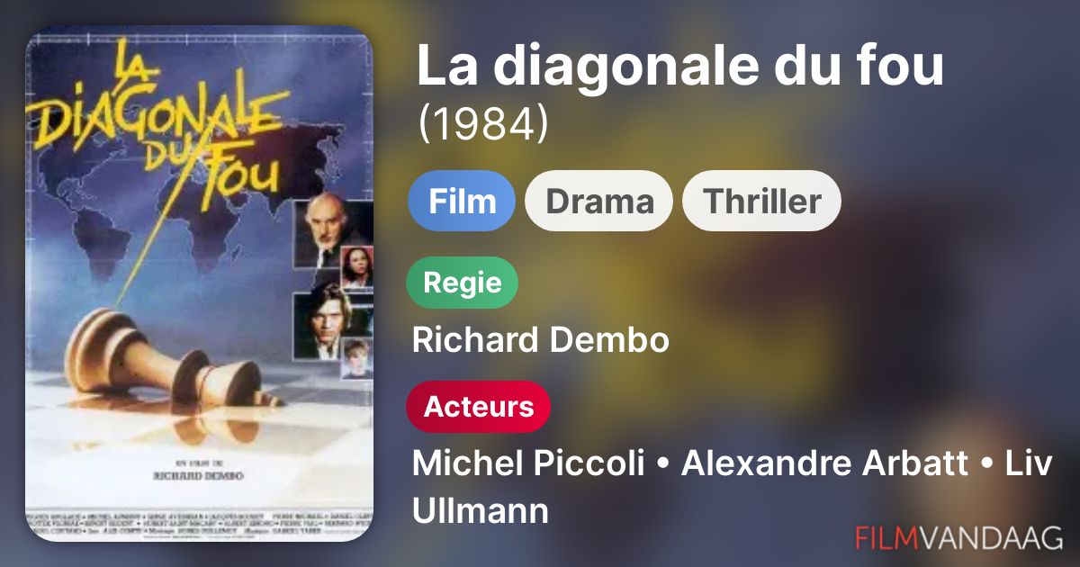 La diagonale du fou (film, 1984) - FilmVandaag.nl