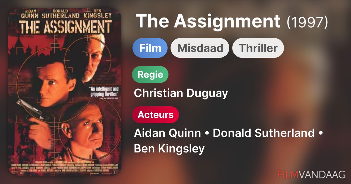 The Assignment (film, 1997) kopen op dvd of blu-ray - FilmVandaag.nl